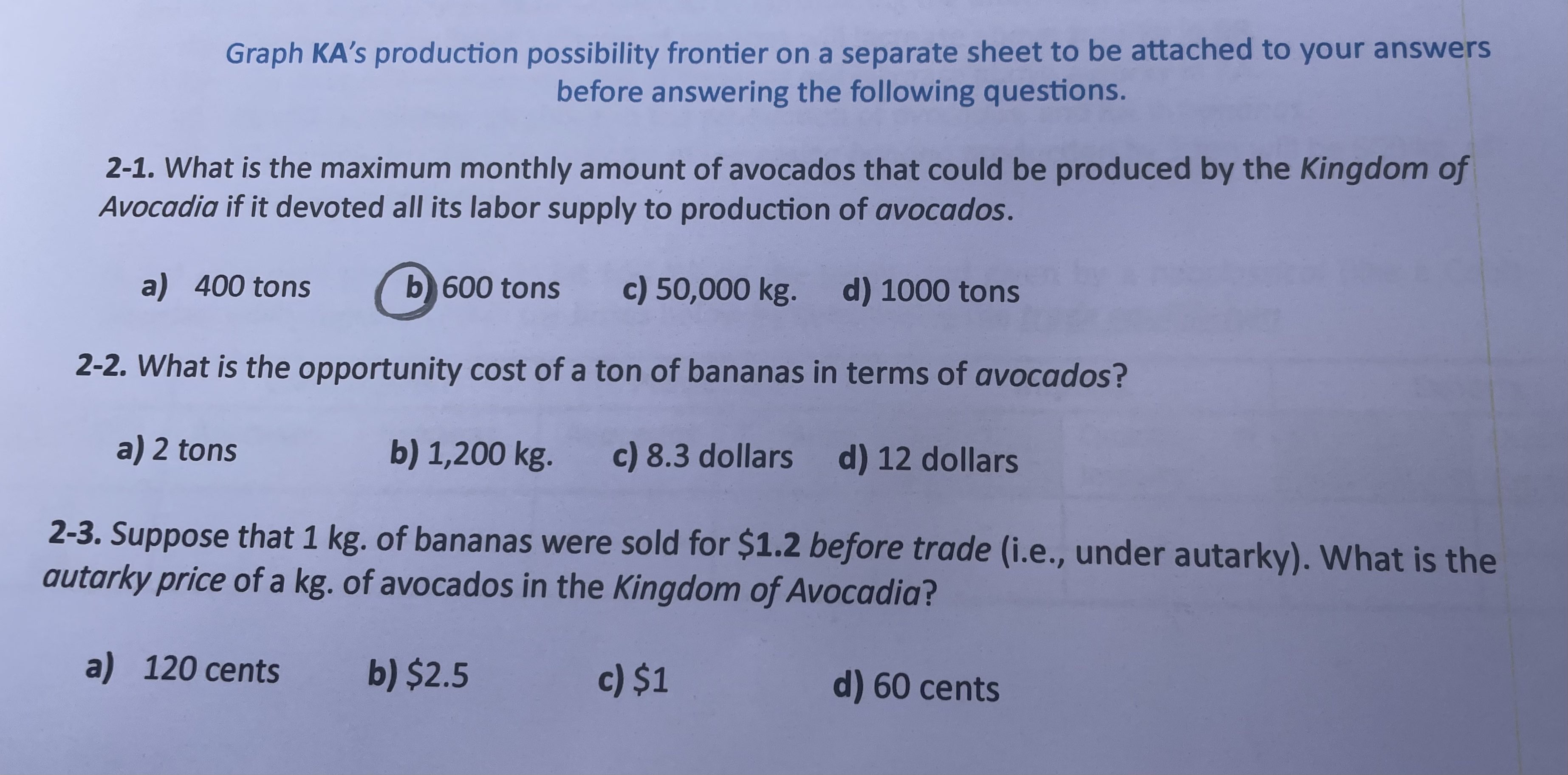 Graph KAs production possibility frontier | StudyX