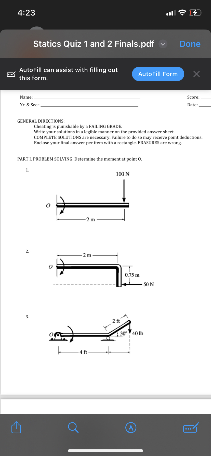 423 Statics Quiz 1 and 2 Finalspdf Done | StudyX