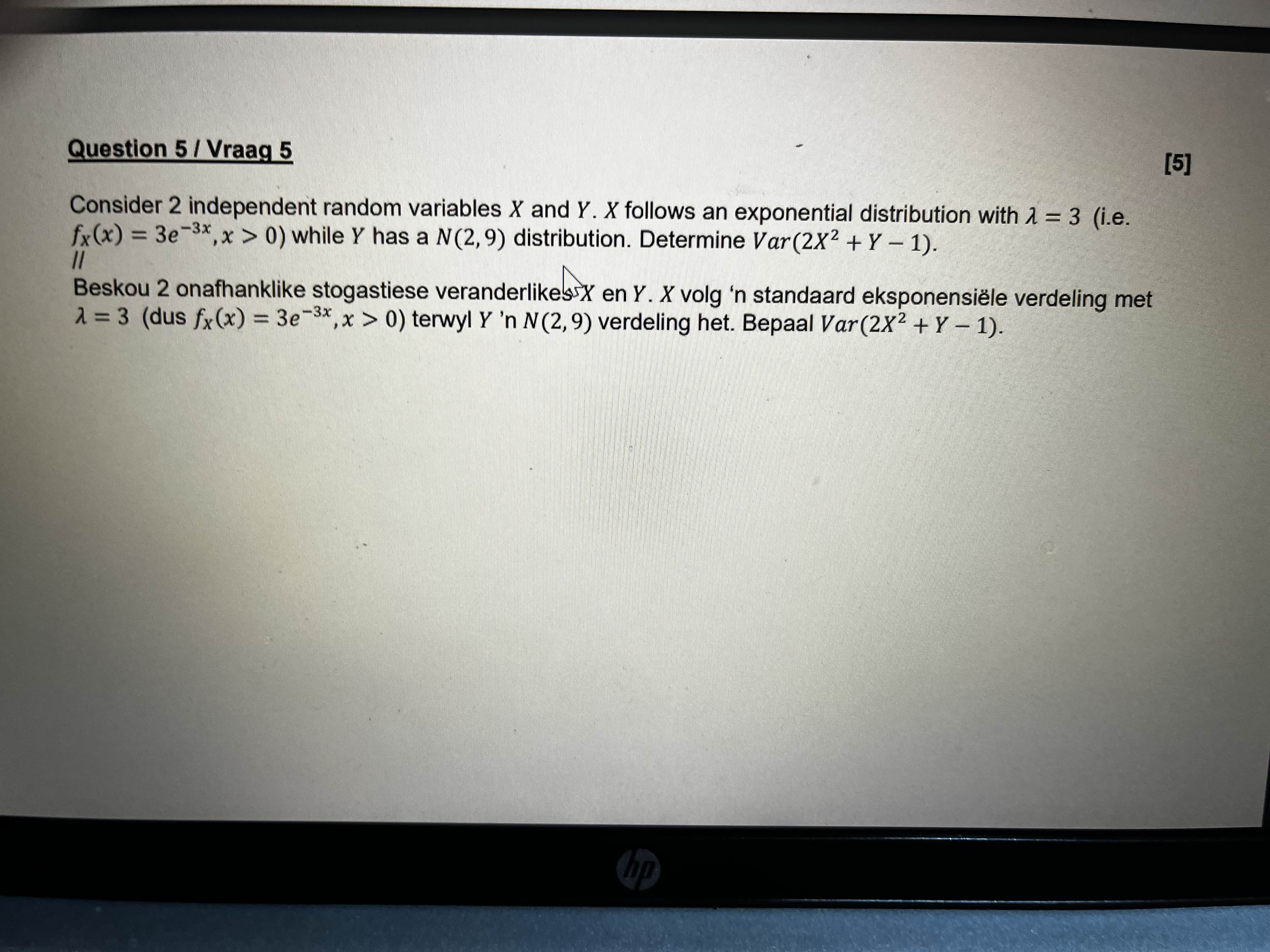 Question 5 / Vraag 5 5 Consider 2 | StudyX