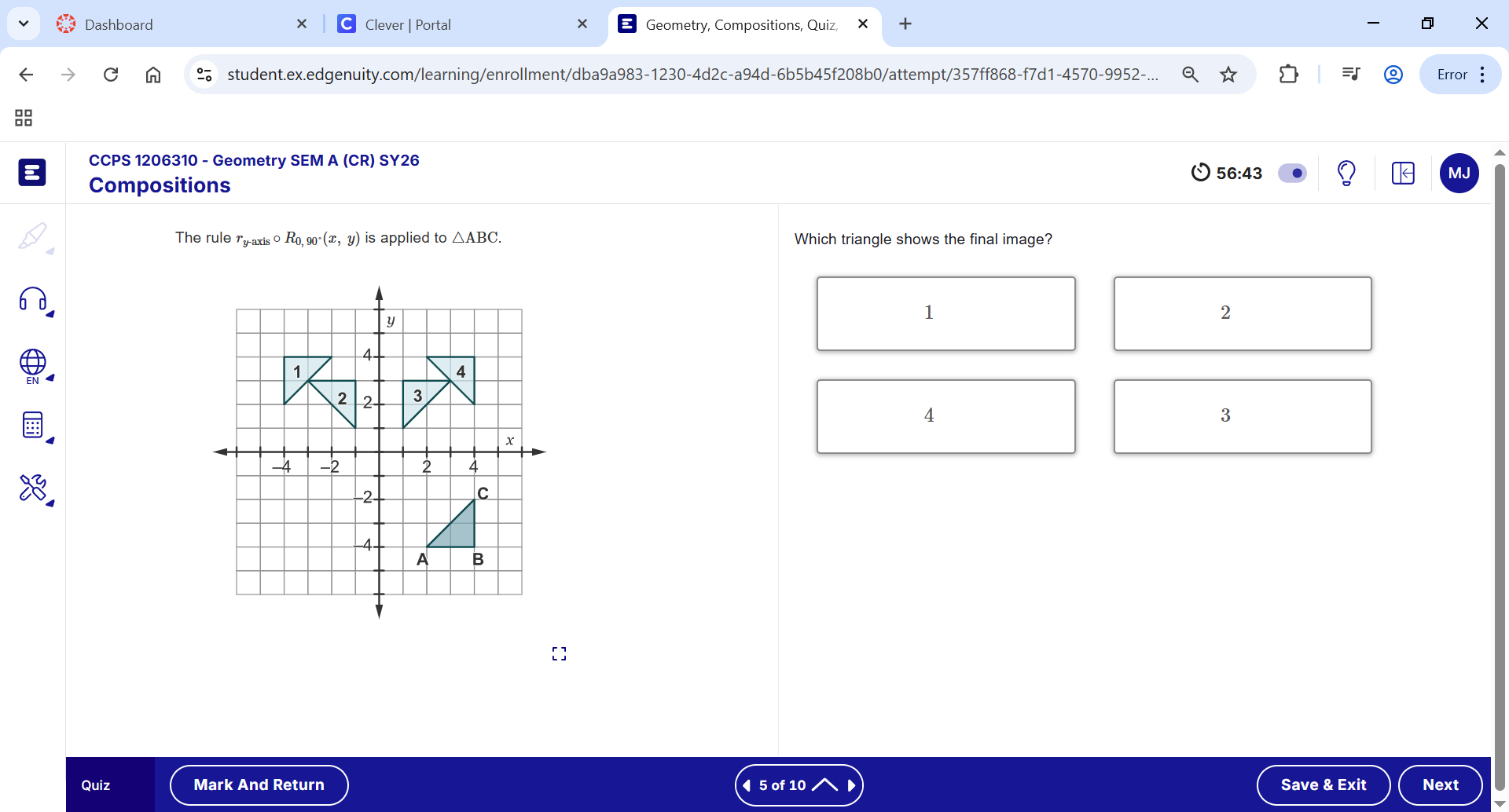 The rule $r_{y-axis} R_{0, 90^{ }}(x, y)$ | StudyX