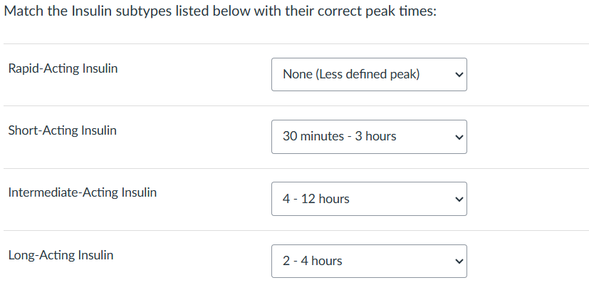 Match the Insulin subtypes listed below with | StudyX