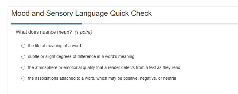 What does nuance mean? (1 point) the literal | StudyX