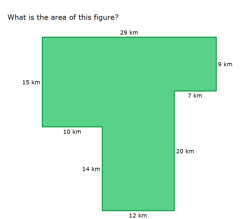 What is the area of this figure? 29 km 15 | StudyX