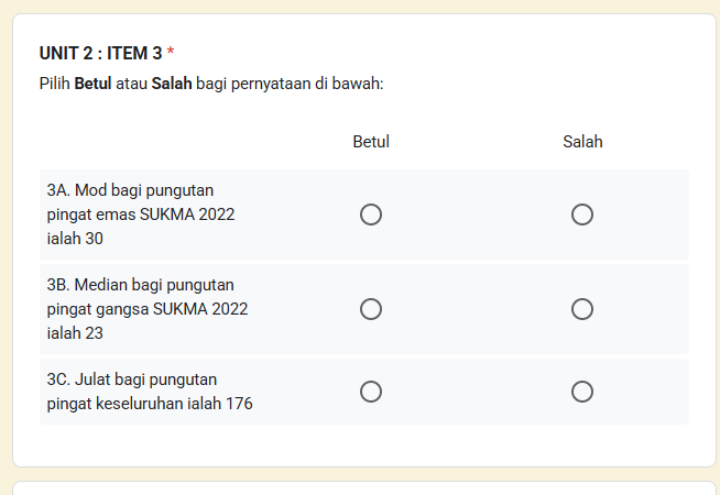 UNIT 2 : ITEM 3* Pilih Betul atau Salah | StudyX