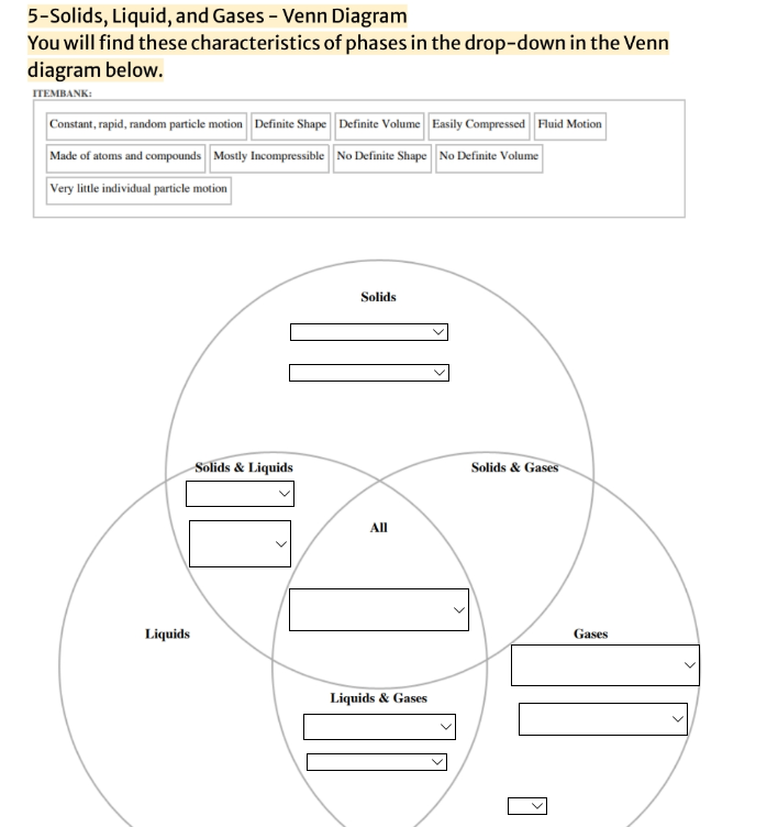 5-Solids, Liquid, and Gases - Venn Diagram | StudyX