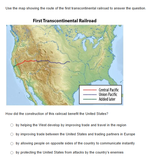 Use the map showing the route of the first | StudyX