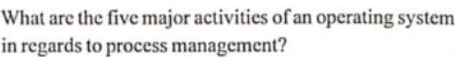 What are the five major activities of an