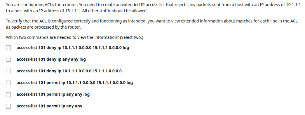 You are configuring ACLs for a router. You | StudyX