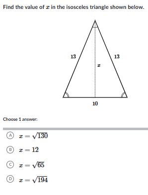 Find the value of *x* in the isosceles | StudyX
