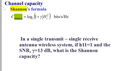 Shannon's formula $C_{shannon} = log_2(1 + | StudyX