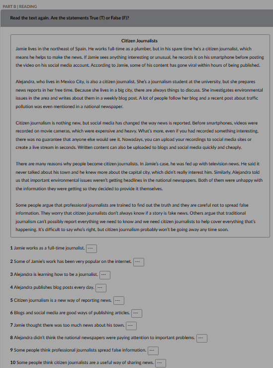 Read the text again. Are the statements True | StudyX