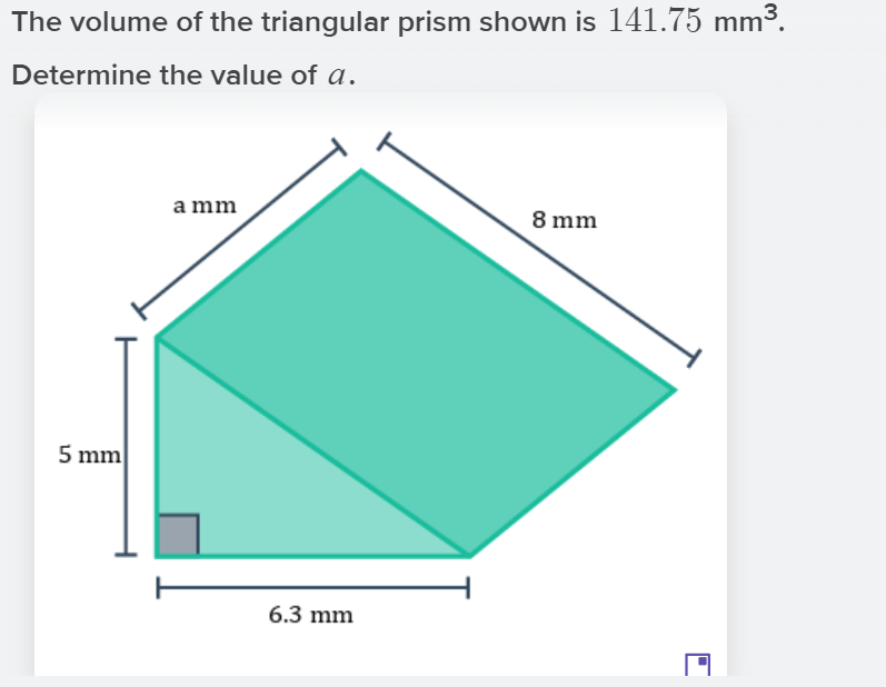 The volume of the triangular prism shown is | StudyX