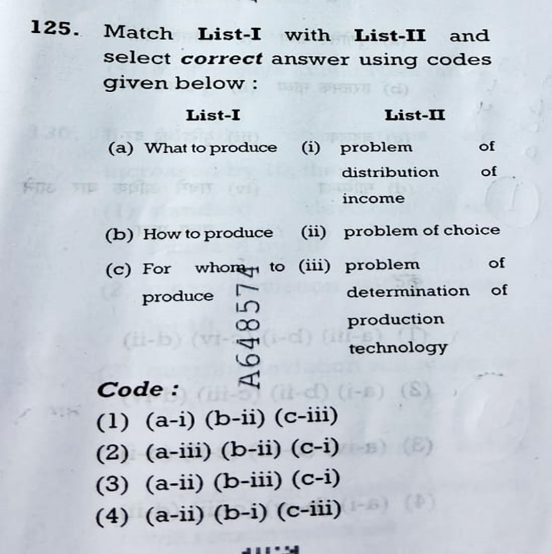 125. Match List-I with List-II and select | StudyX