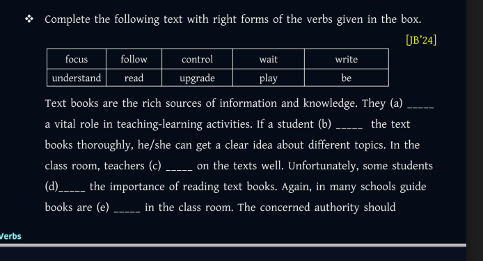 Complete the following text with right forms | StudyX