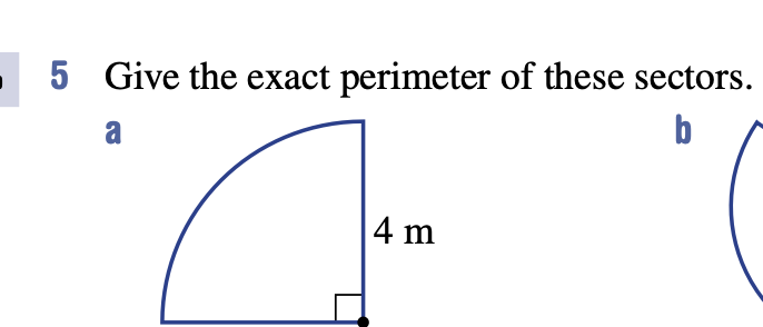 Give the exact perimeter of these sectors. | StudyX