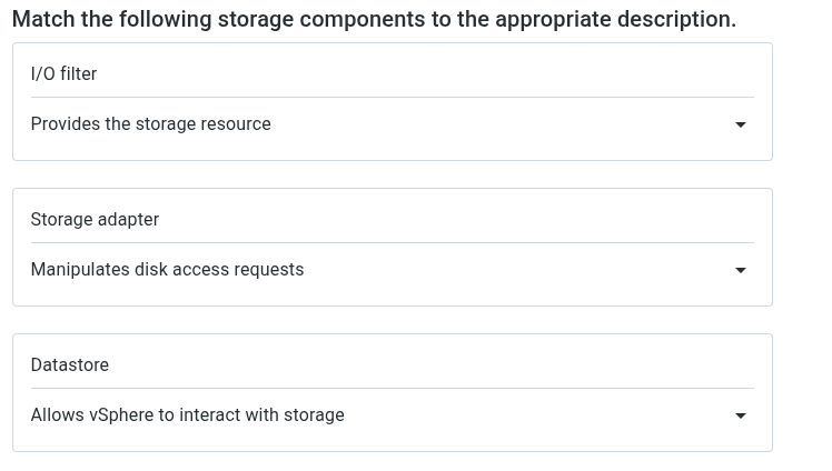 Match the following storage components to | StudyX