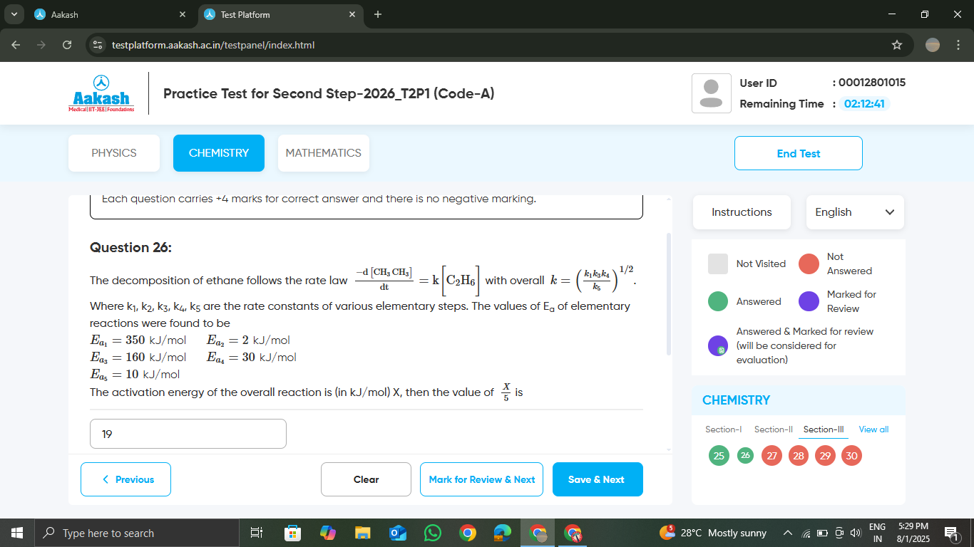 The decomposition of ethane follows the rate | StudyX