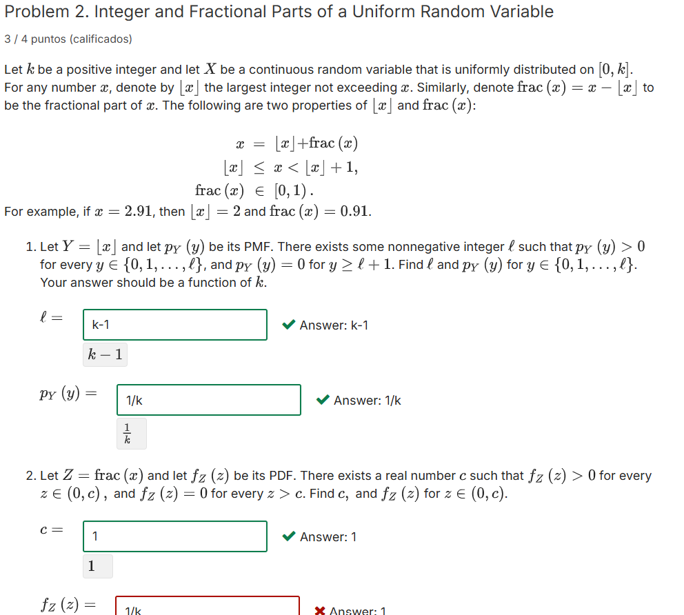 Problem 2. Integer and Fractional Parts of a | StudyX