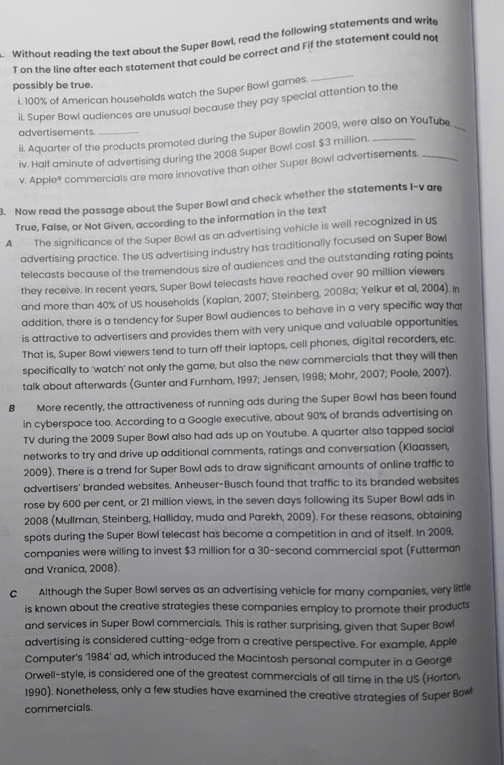 c. The reading passage has three paragraphs, | StudyX