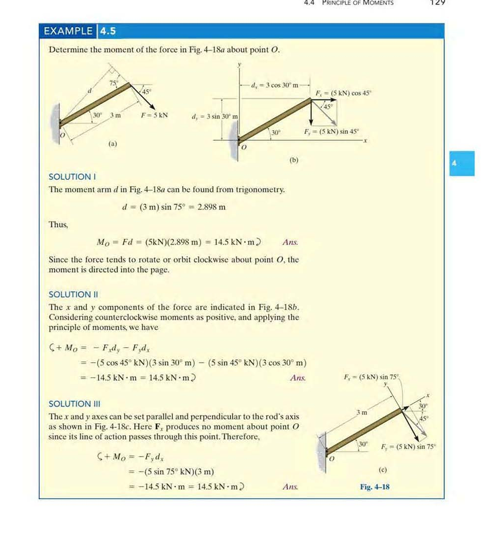 EXAMPLE 4.5 Determine the moment of the | StudyX
