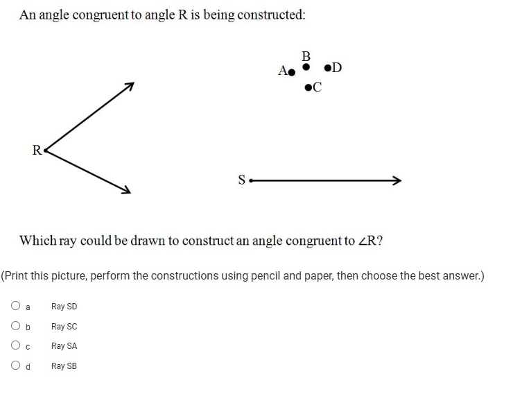 An angle congruent to angle R is being | StudyX
