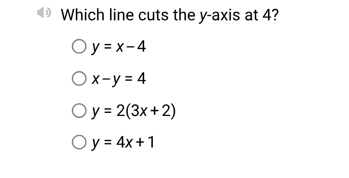 Which line cuts the y-axis at 4? $y = x - | StudyX