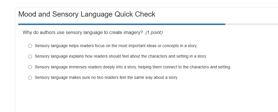 Mood and Sensory Language Quick Check Why | StudyX