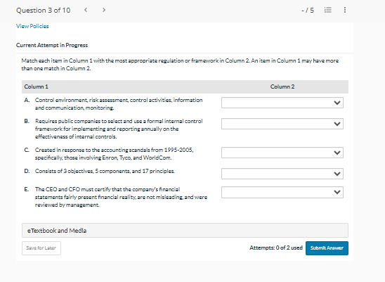 Match each item in Column 1 with the most | StudyX