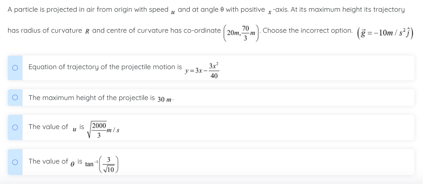 A particle is projected in air from origin | StudyX