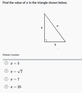 Find the value of $x$ in the triangle shown | StudyX
