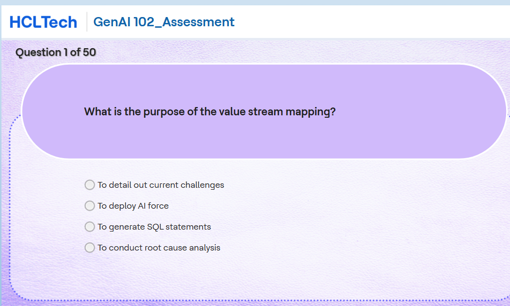 HCLTech GenAl 102_Assessment Question 1 of | StudyX