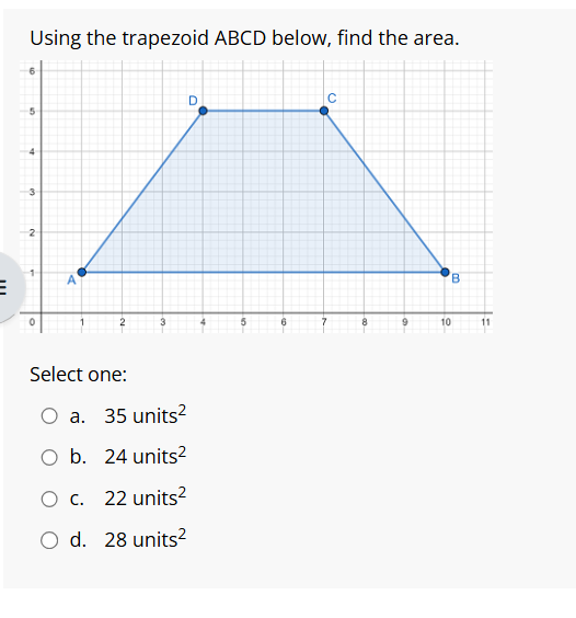 Using the trapezoid ABCD below, find the