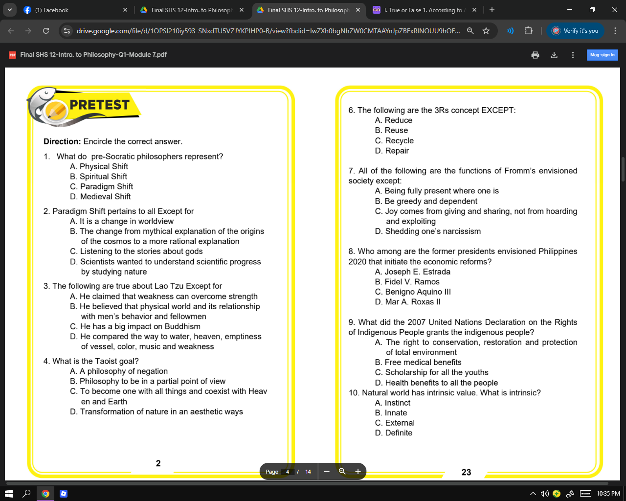 Direction: Encircle the correct answer. 1. | StudyX