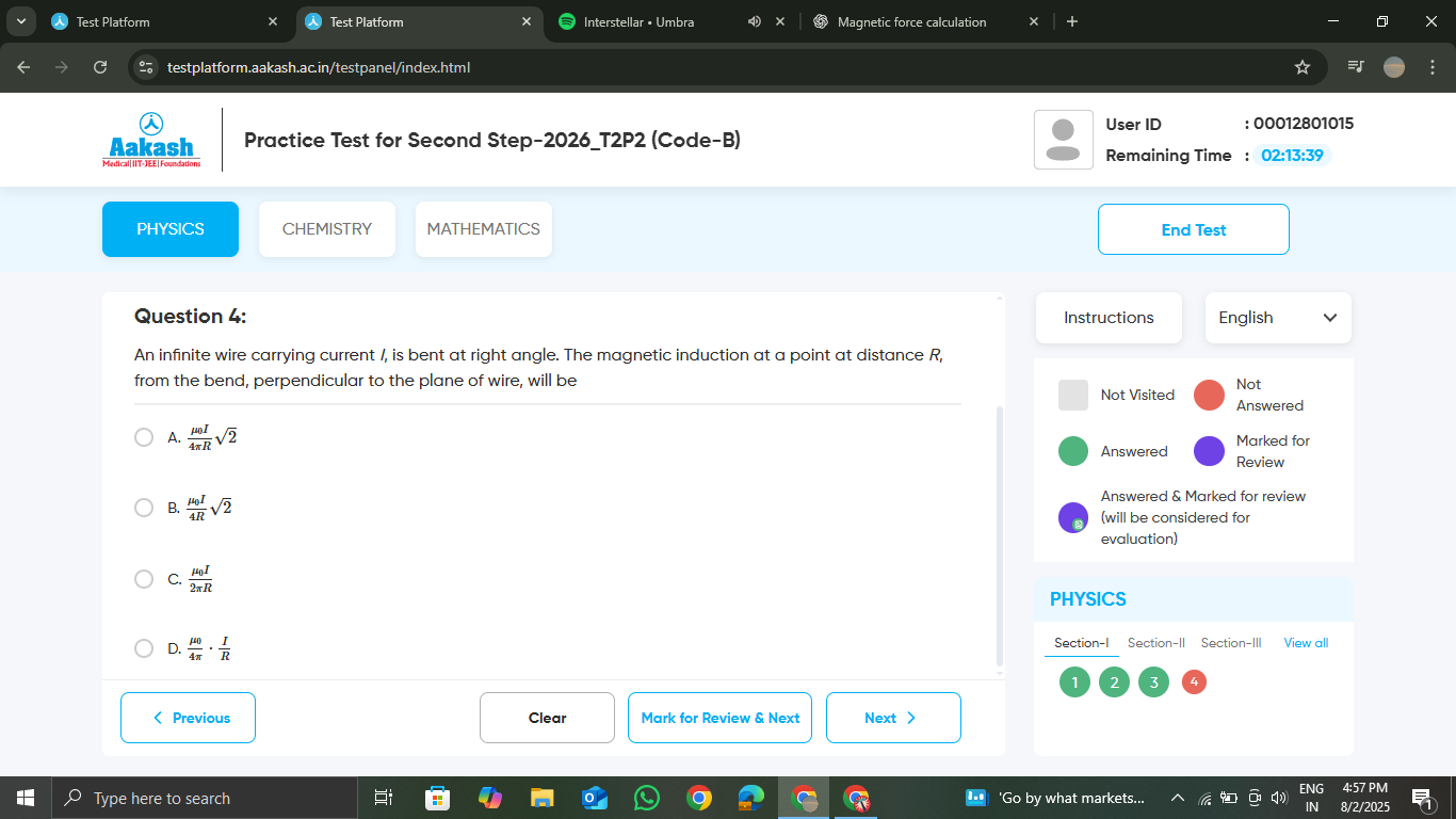 Question 4: An infinite wire carrying | StudyX