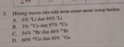 3. Hitung massa rata-rata atom unsur-unsur | StudyX
