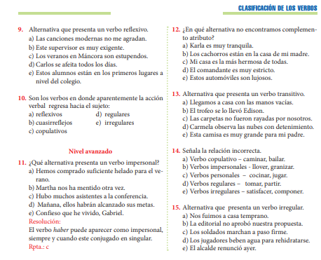 9. Alternativa que presenta un verbo | StudyX