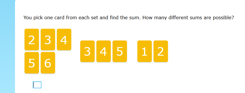 You pick one card from each set and find the | StudyX