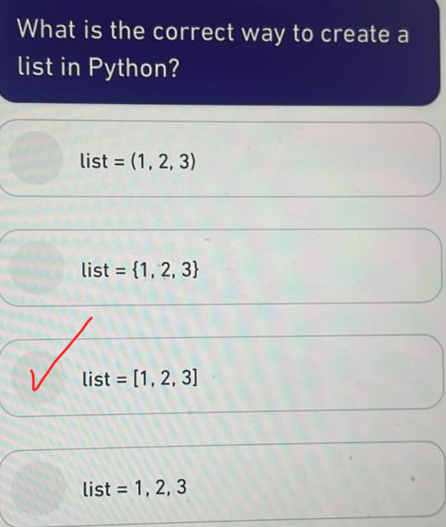 What is the correct way to create a list in | StudyX