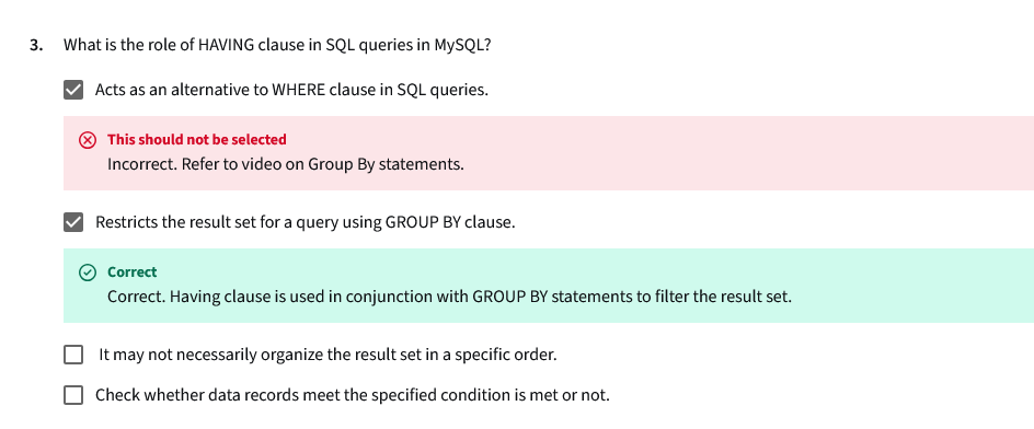 3. What is the role of HAVING clause in SQL | StudyX