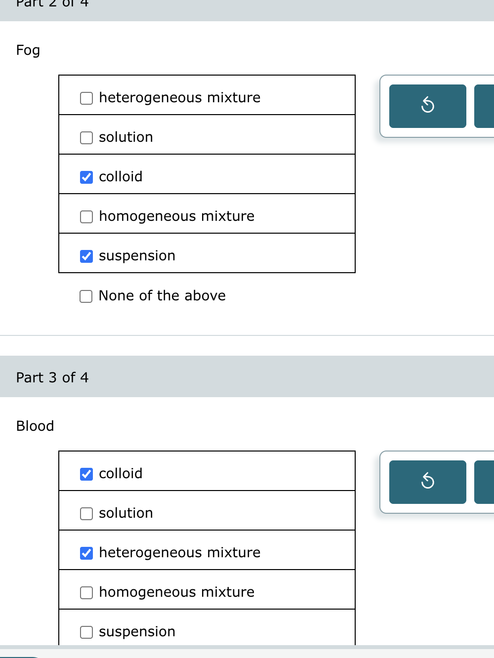 Fog heterogeneous mixture solution colloid | StudyX