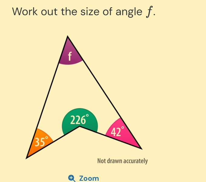 Work out the size of angle f. In the | StudyX