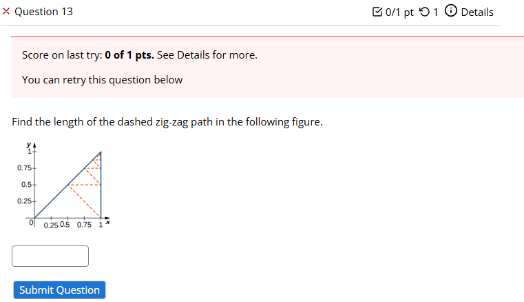 Find the length of the dashed zig-zag path | StudyX