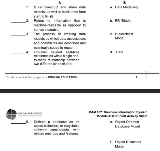 1. It can construct and share data models, | StudyX