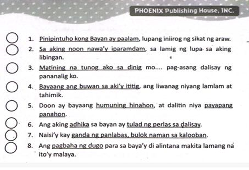Naaari ila ang mga ginamit in elementong | StudyX