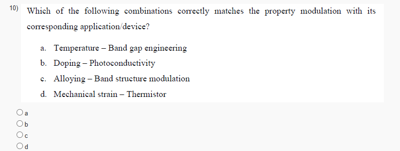 10) Which of the following combinations | StudyX