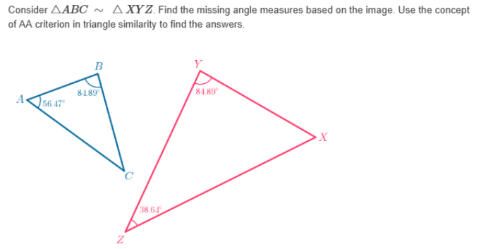 Consider $ ABC XYZ$. Find the missing | StudyX