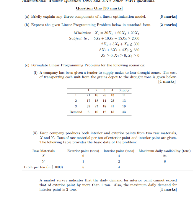 Question One [30 marks] (a) Briefly explain | StudyX
