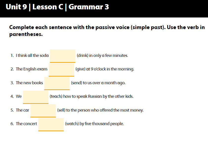 Complete each sentence with the passive | StudyX