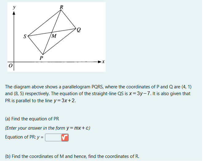 The diagram above shows a parallelogram | StudyX