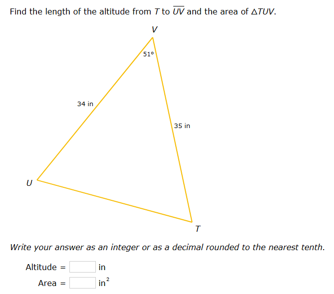 Find the length of the altitude from $T$ to